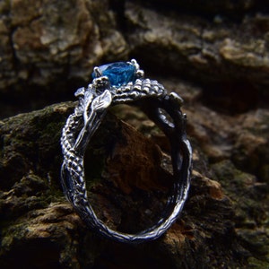 Silver Fairytale Dragon Ring for Women, Fantasy Men Dragon Wedding Ring ...