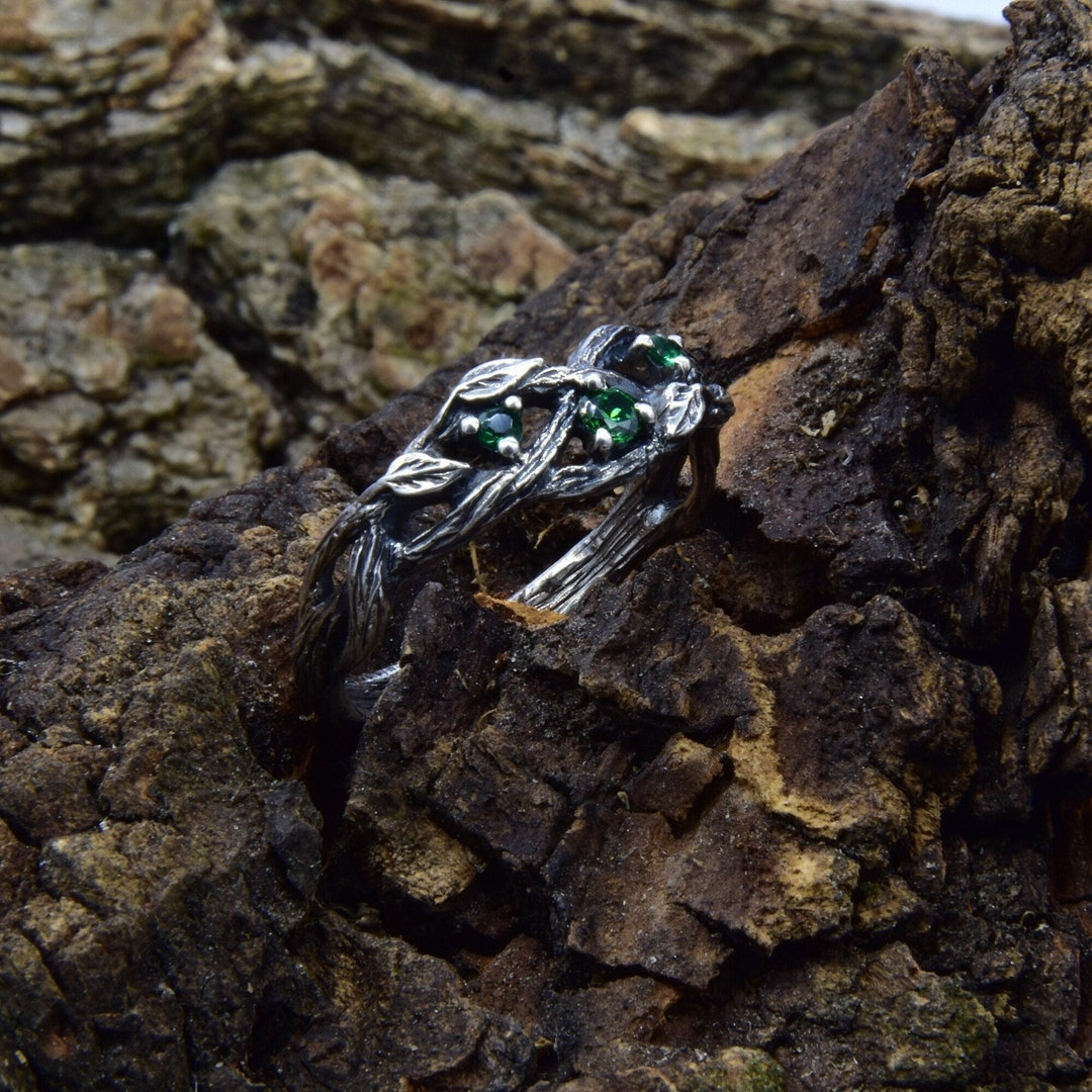 Unique Nature Inspired Engagement Ring for Women, Simple Earthy Wedding ...