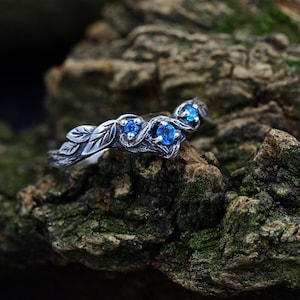 Ethereal Fantasy Wedding Rings Set for Women, Elven Bridal Set ...