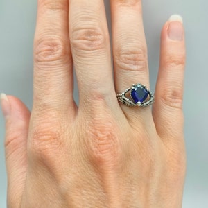 Dark Elvish Sapphire Heart Ring: Sterling Silver Skeleton Hand Gothic ...