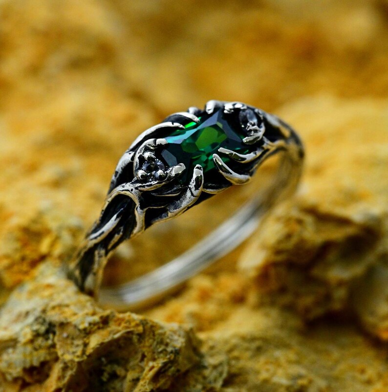 Tree Branch Silver Mens Wedding Band, Mens Celtic Sterling Ring Emerald ...