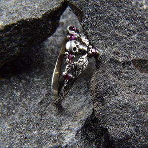 Dark Fantasy Tree Branch Ring With Ruby Skull for Women, Dark Nature ...