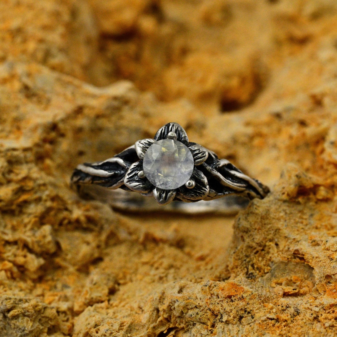 Fantasy Moonstone Nature Ring With Tree of Life Design, Whimsical ...