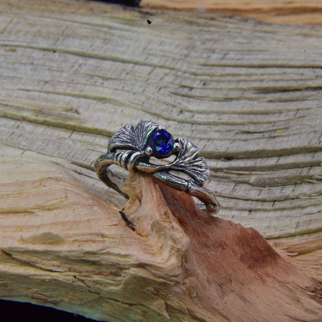 Whimsical Branch Fairy Engagement Ring With Gingko Leaf and - Etsy
