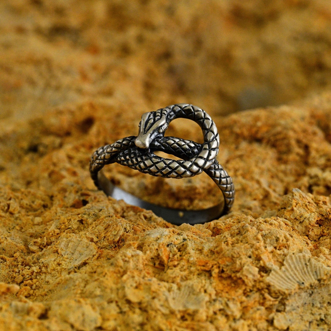 Fantasy Vintage Style Garden Eden Snake Ring, Nature Inspired Ouroboros ...