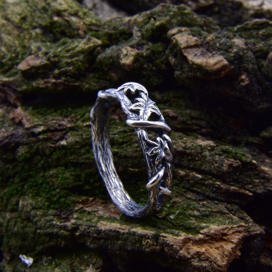 Crown of Ivy Leaf Engagement Ring With Woodland Double Branch and Tree ...