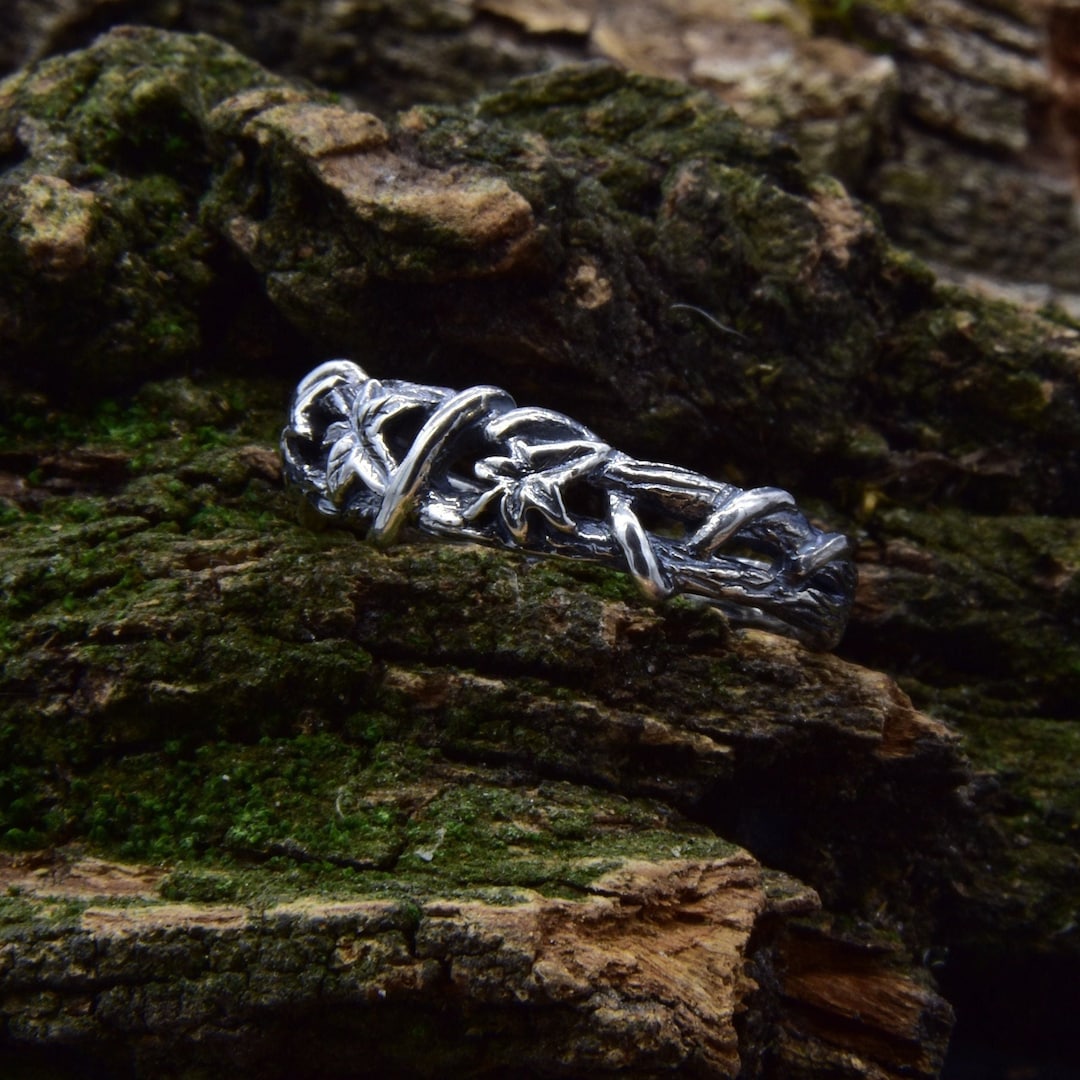 Fantasy Braided Tree Engagement Ring With Ivy Twig Leaf, Unusual Women ...