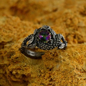 Mystical Dragon Claw Fantasy Wedding Ring in Silver, Simple Woodland ...