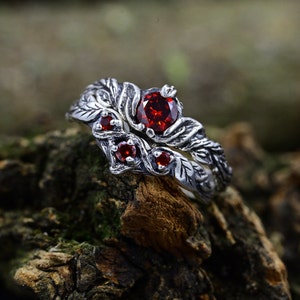 Forest Nature Celtic Wedding Ring Set for Woman Nature Inspired, Dainty ...