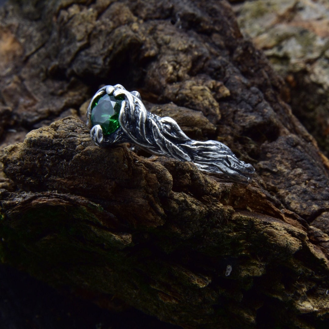 Unique Nature Inspired Engagement Ring for Women, Simple Earthy Wedding ...