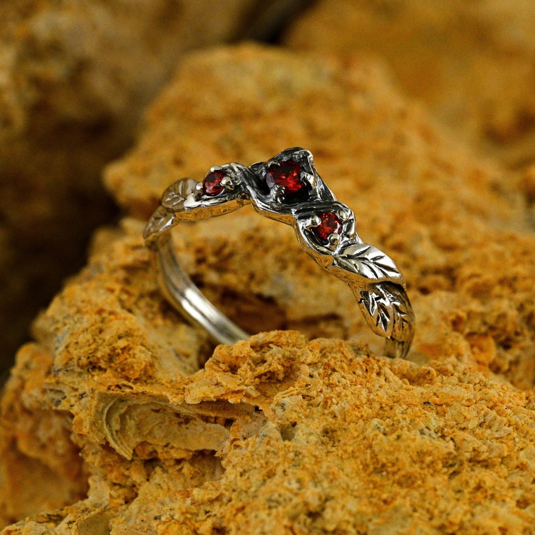 Leaf and Tree Witch Engagement Ring, Intricate Silver Forest Ring With ...
