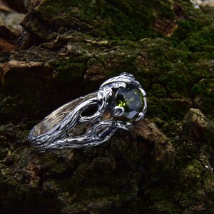 Mens Braided Wedding Ring With Tree Branch Band and Leaf Design, Unique ...