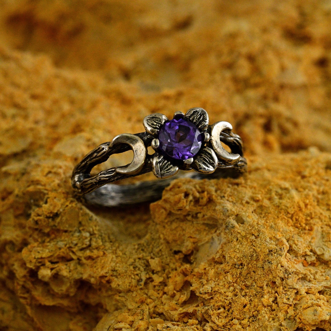 Enchanted Witch Ring With Braided Wedding Band in Silver, Womens ...