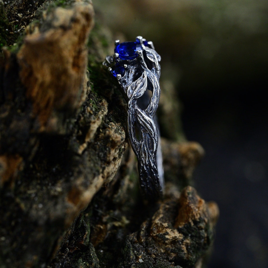 Ethereal Forest Engagement Ring for Women, Fantasy Sapphire Twig Branch ...