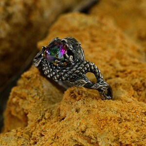 Mystical Dragon Claw Fantasy Wedding Ring in Silver, Simple Woodland ...