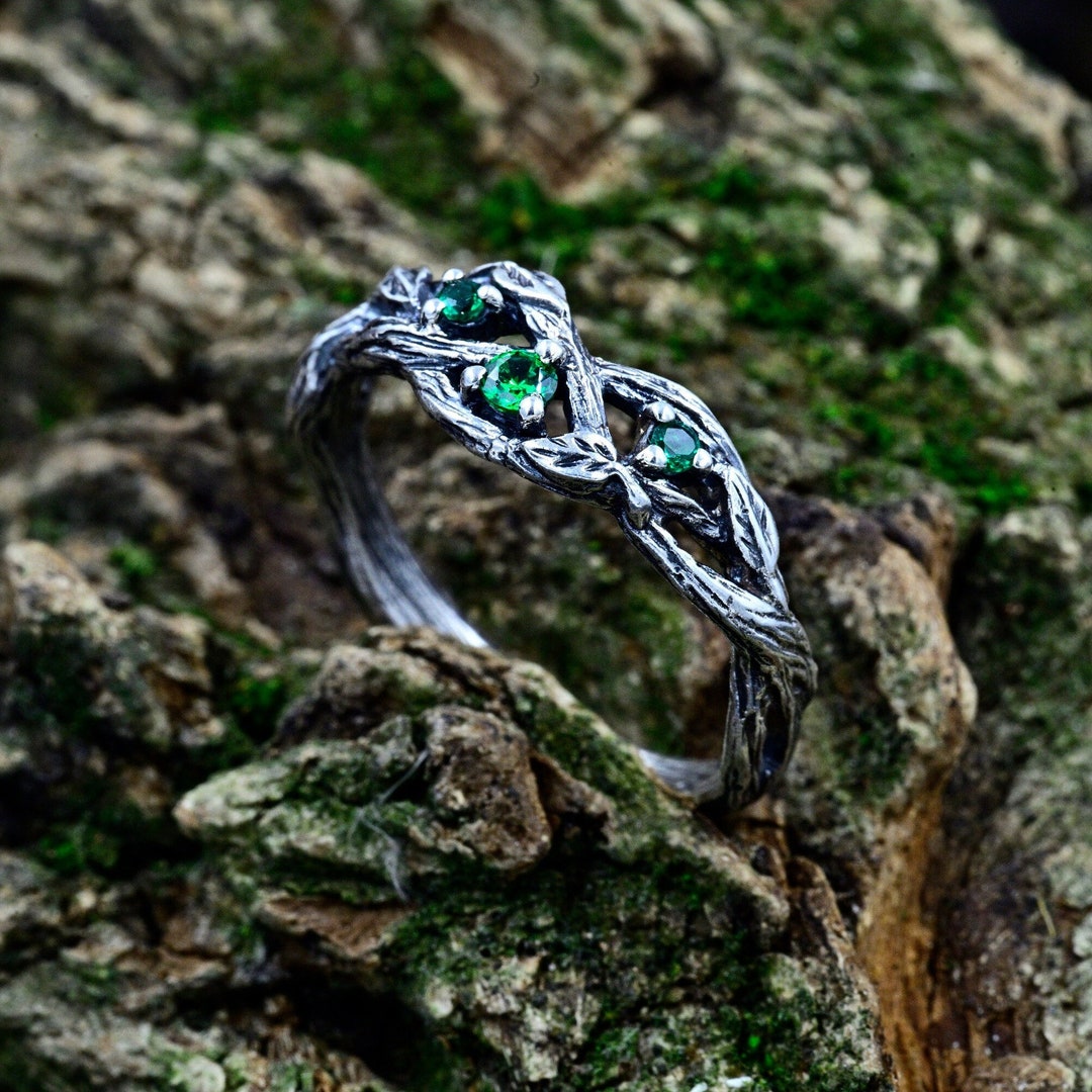 Mens Wedding Ring Celtic Tree Bark, Nature Inspired Elvish Engagement ...
