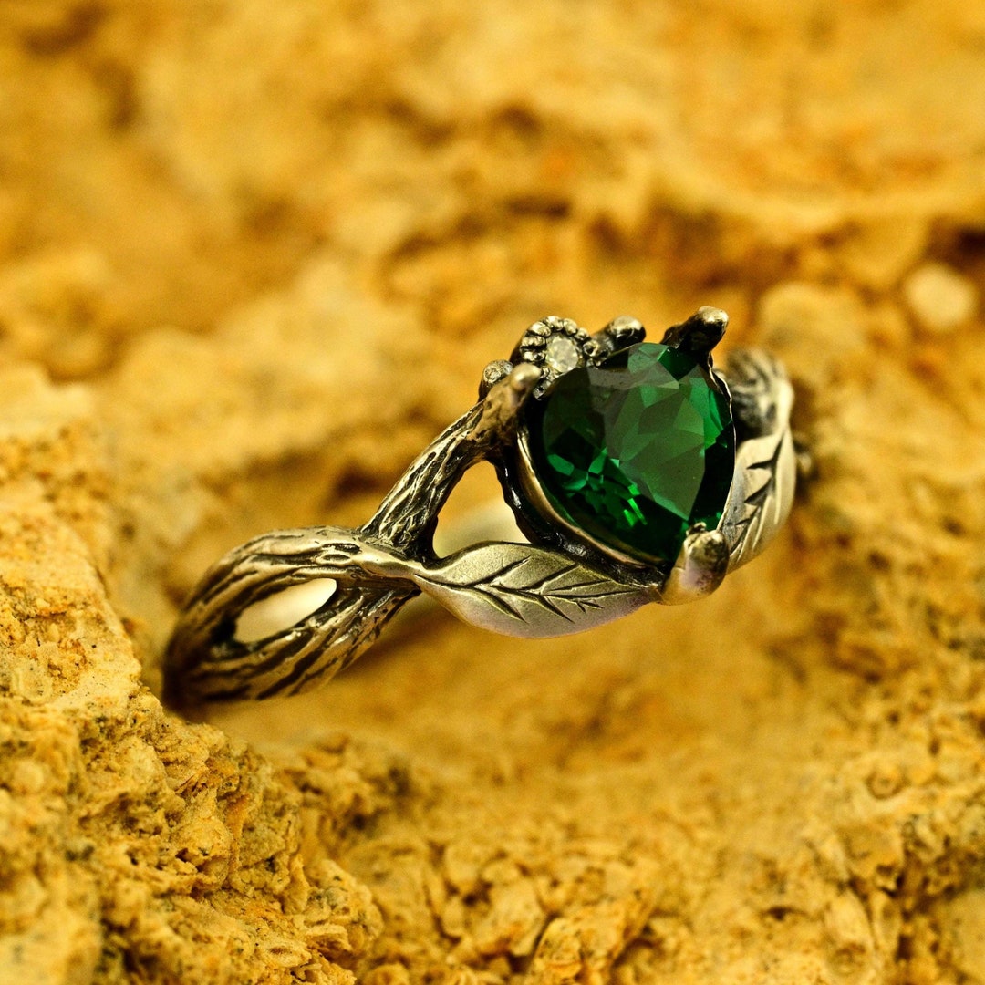 Whimsical Forest Wedding Ring With Tree, Woodland Ethereal Engagement ...