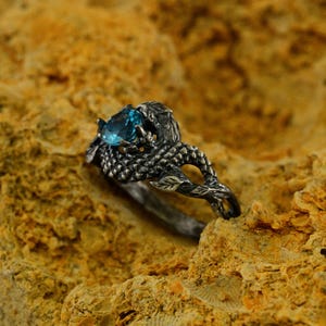 Silver Fairytale Dragon Ring for Women, Fantasy Men Dragon Wedding Ring ...