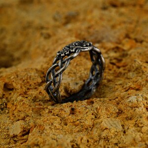 Fall Oak Leaf Wedding Ring With Celtic Knot Braided Twig and Acorn in ...