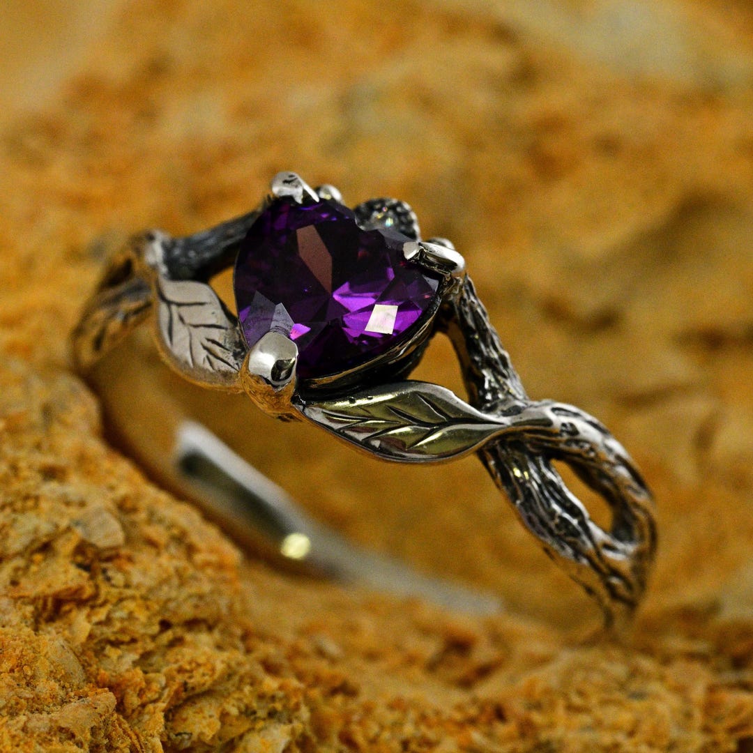 Ethereal Fairy Witchy Wedding Band, Braided Branch Band Amethyst Silver ...