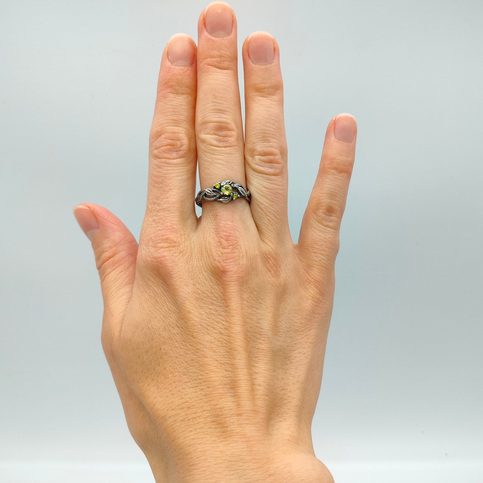 Ethereal Fairy Witchy Wedding Band, Braided Olive Branch Band Silver ...