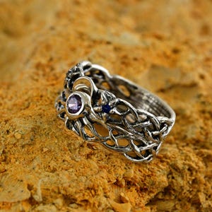 Ethereal Fantasy Wedding Rings Set for Women, Elven Bridal Set ...