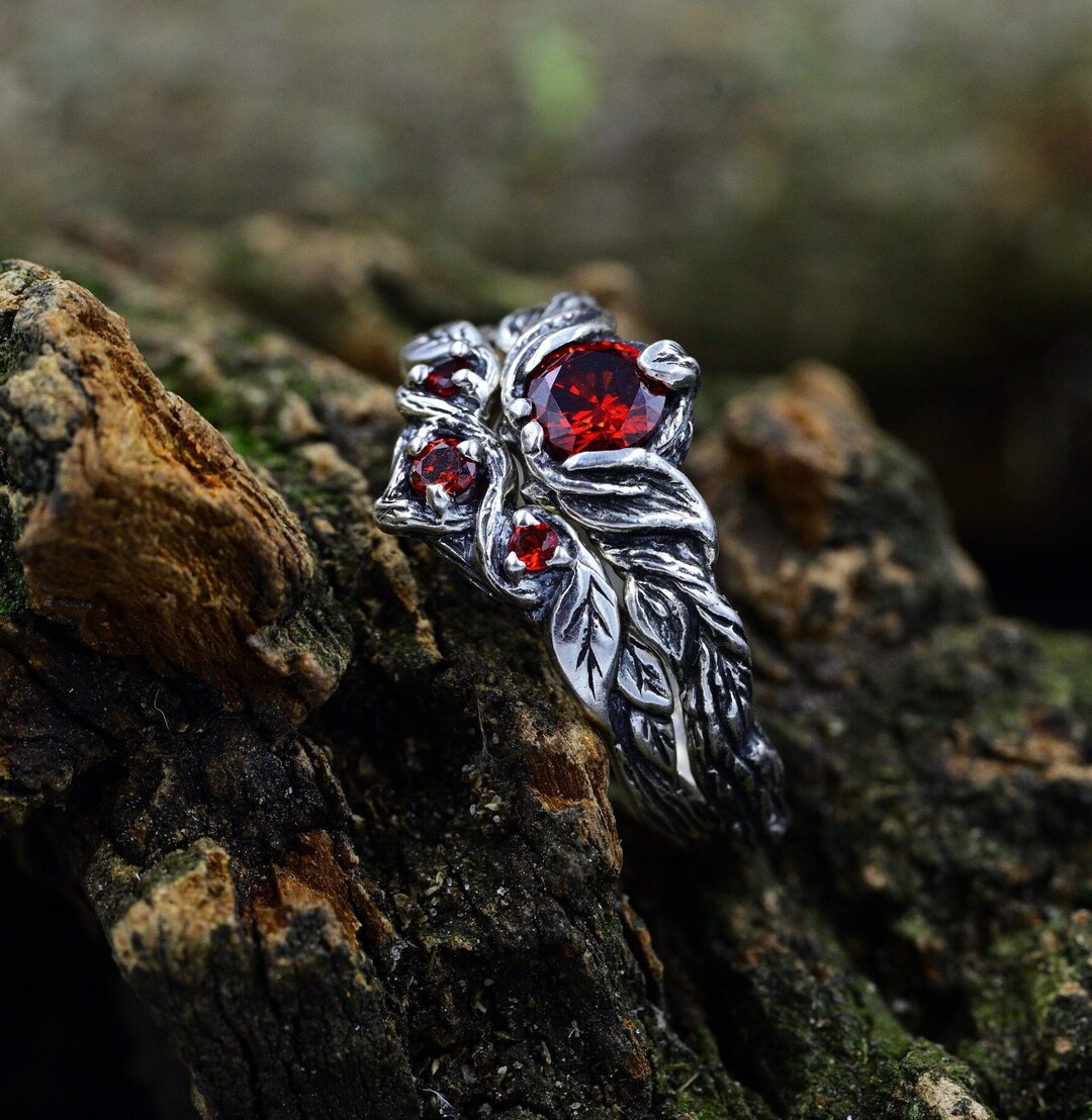 Unique Tree Branch Ring Set, Nature Engagement Ring Set, Fantasy ...