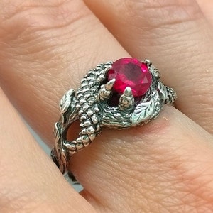 Fantasy Animal Inspired Engagement Ring With Ruby Dragon, Whimsical ...