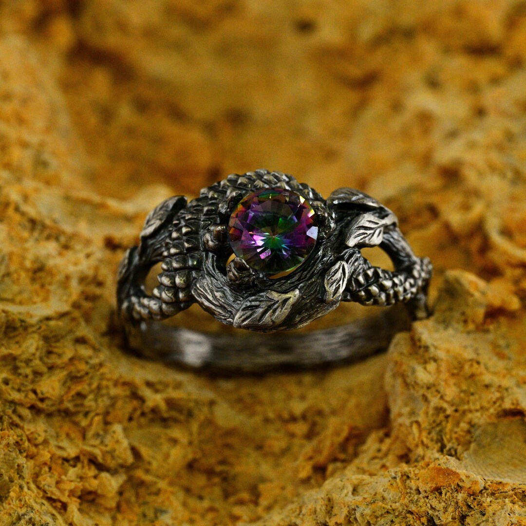Mystical Dragon Claw Fantasy Wedding Ring in Silver, Simple Woodland ...
