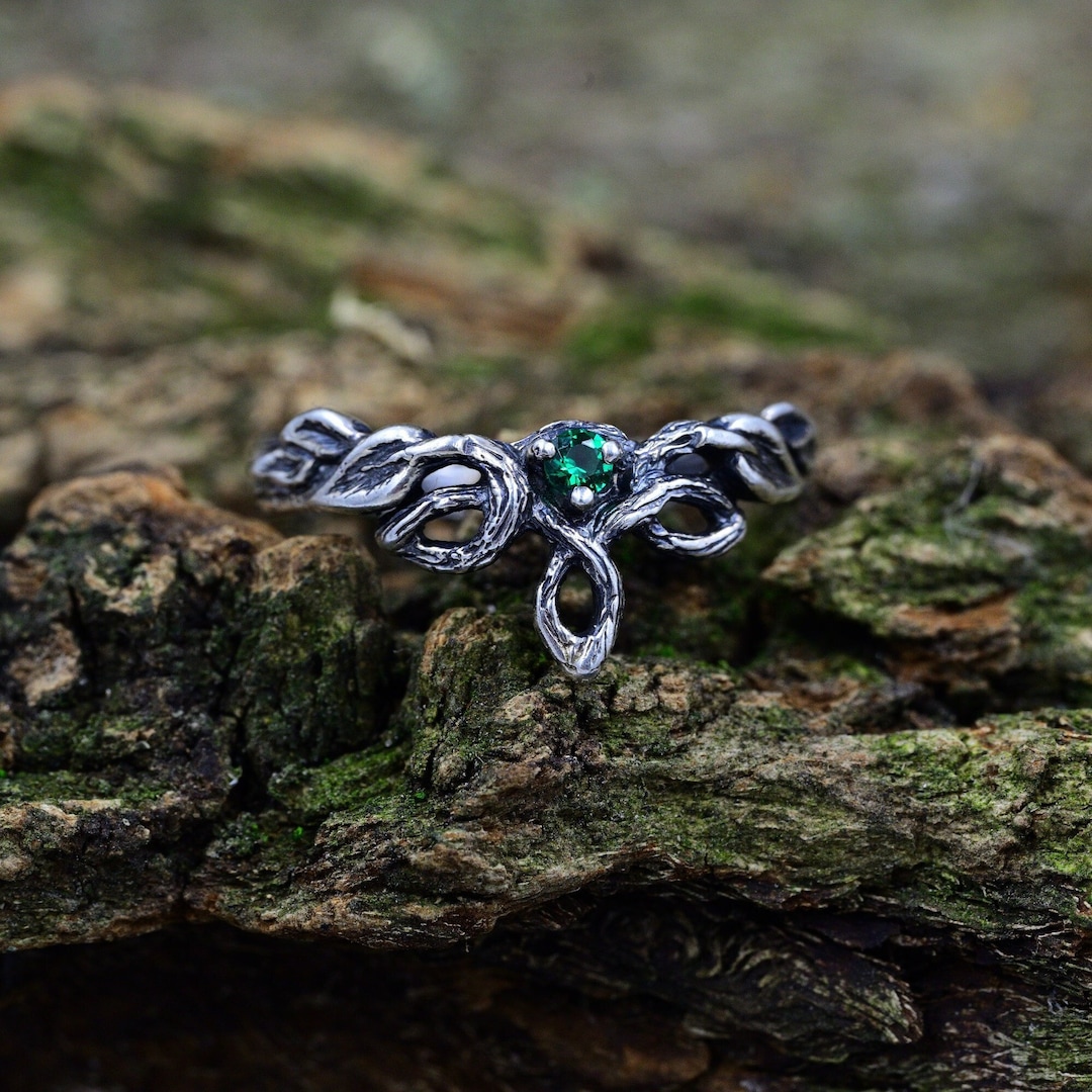 Enchanted Witch Ring With Braided Wedding Band in Silver, Womens ...