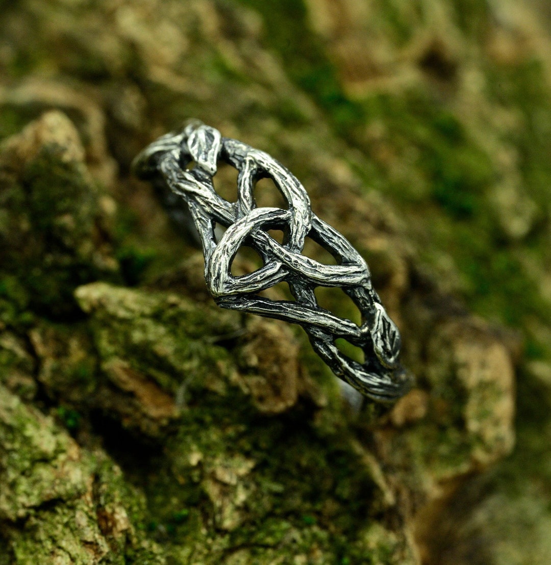 Fantasy Braided Tree Engagement Ring With Knot Twig Leaf, Unusual Women ...