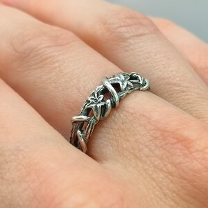 Ivy Leaf Band With Nature Vine Ring for Man, Silver Man Branch Leaf ...