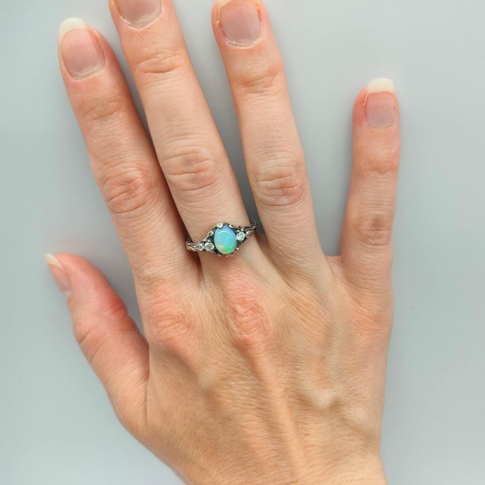 Witchy Cottagecore Engagement Ring With Oval Moonstone and - Etsy