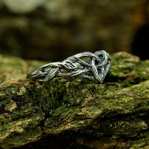Fantasy Braided Tree Engagement Ring With Knot Twig Leaf, Unusual Women ...