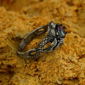 Mystical Dragon Claw Fantasy Wedding Ring in Silver, Simple Woodland ...