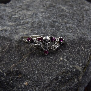 Dark Fantasy Tree Branch Ring With Ruby Skull for Women, Dark Nature ...