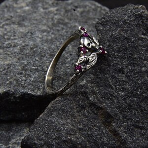 Dark Fantasy Tree Branch Ring With Ruby Skull for Women, Dark Nature ...