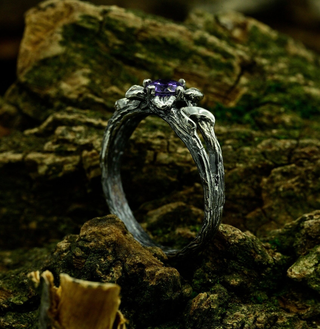 Enchanted Witch Ring With Braided Wedding Band in Silver, Womens ...