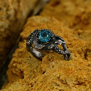 Silver Fairytale Dragon Ring for Women, Fantasy Men Dragon Wedding Ring ...