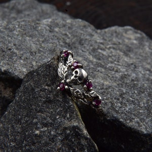 Dark Fantasy Tree Branch Ring With Ruby Skull for Women, Dark Nature ...
