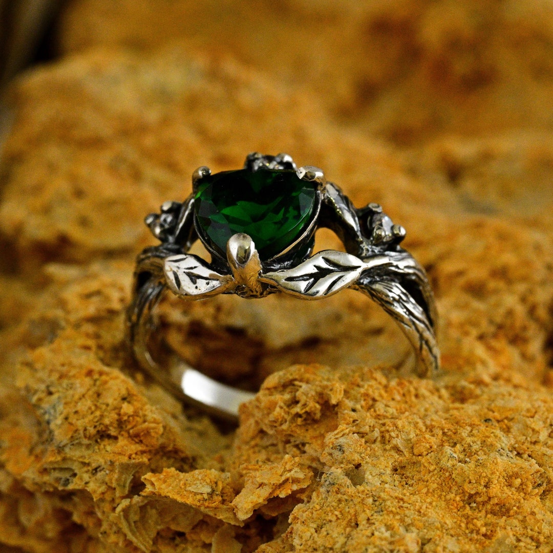 Whimsical Forest Wedding Ring With Tree, Woodland Ethereal Engagement ...