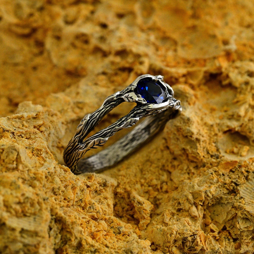 Enchanted Forest Fairy Wedding Ring With Tree Bark Branched, Earthy ...