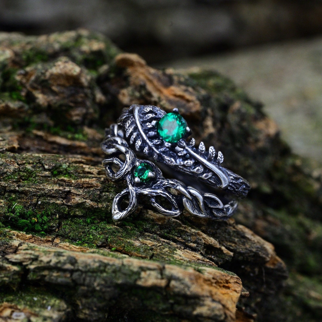 Unique Tree Branch Ring Set, Nature Engagement Ring Set, Fantasy ...