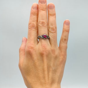 Unique Ruby Branch and Leaves Wedding Ring, Dainty Leafy Twig Ring, Unusual Forest Engagement ...