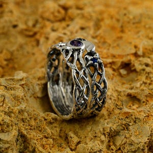 Ethereal Fantasy Wedding Rings Set for Women, Elven Bridal Set ...