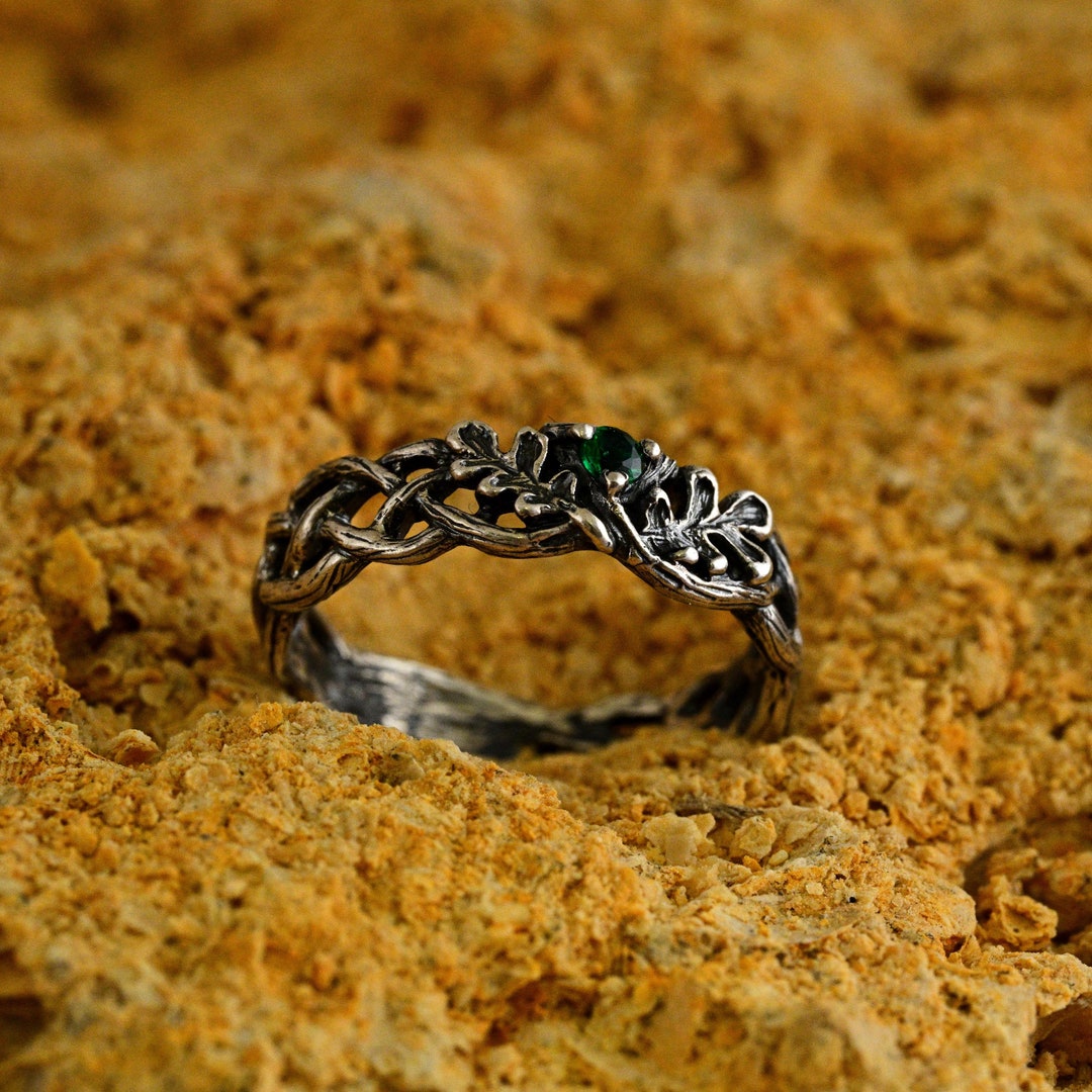 Mens Silver Forest Wedding Band With Braid Tree Branch, Whimsical ...
