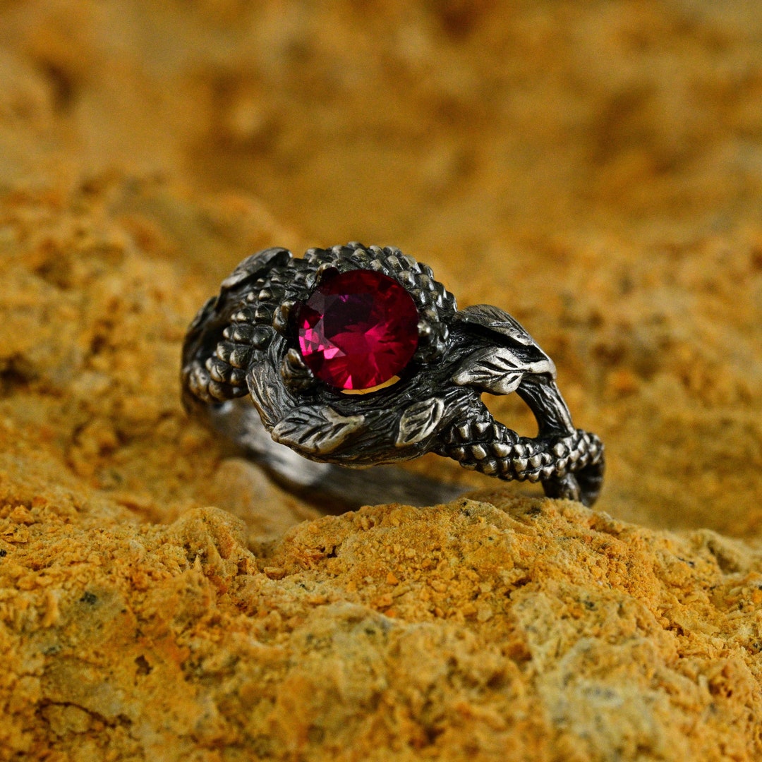 Fantasy Animal Inspired Engagement Ring With Ruby Dragon, Whimsical ...