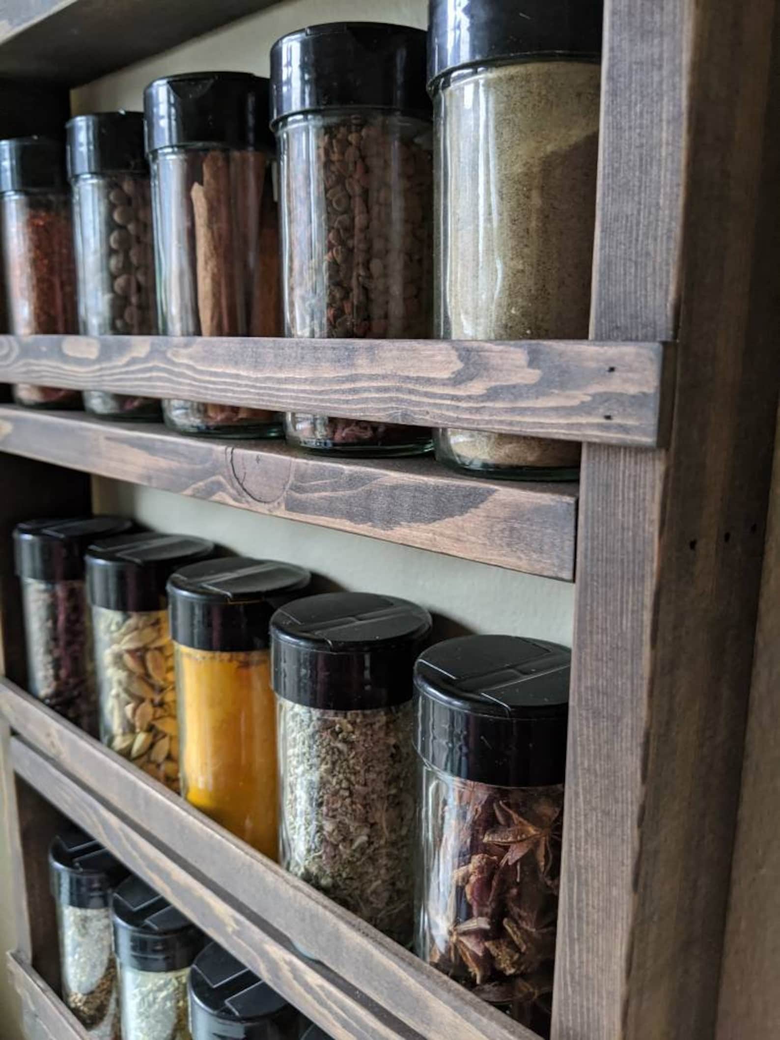 Wall Spice Rack Wooden Shelf Kitchen Organization Idea Essential Oil ...