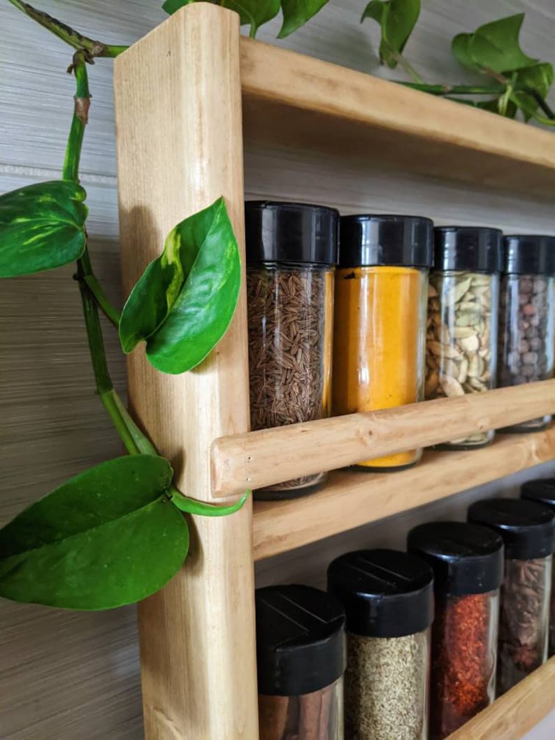 Countertop Spice Rack Wooden Shelf Kitchen Organization - Etsy