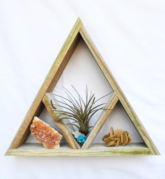 Diamond Triangle Shelf Geometric Wood Art Crystal Display | Etsy